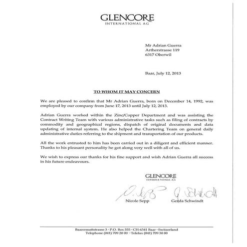 recommendation letters Interships3 | PDF