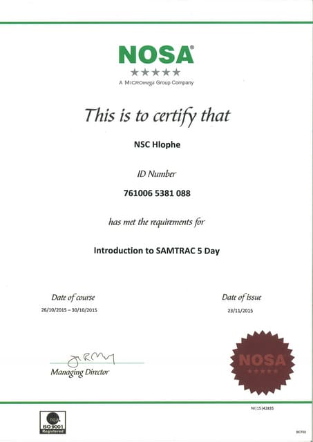 SETA Certificate | PDF