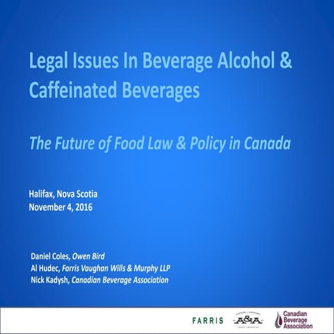 Legal Issues In Beverage Alcohol Caffeinated Beverages (FINAL) | PPTX