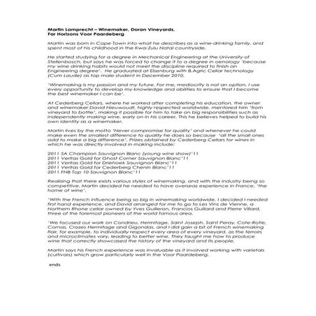 Martin Lamprecht biog - Oct 2012 | PDF | Free Download