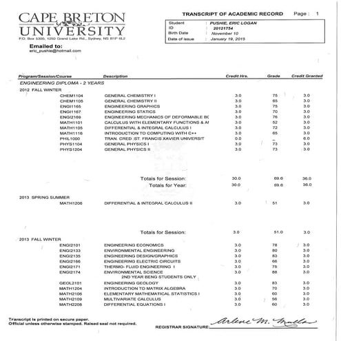 Eric's CBU Transcript | PDF