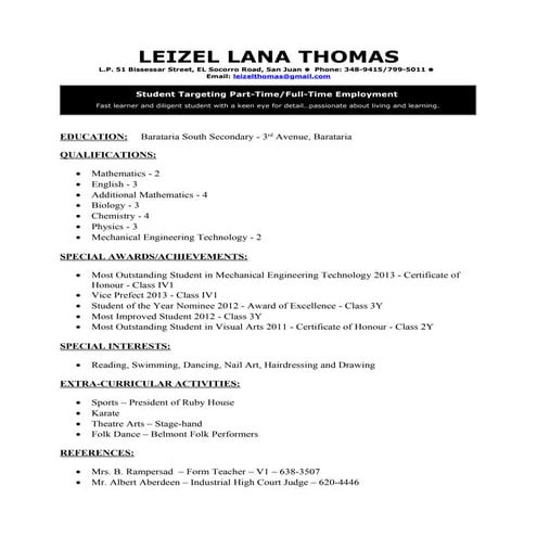 Leizel lana Thomas-Resume 4 | DOC