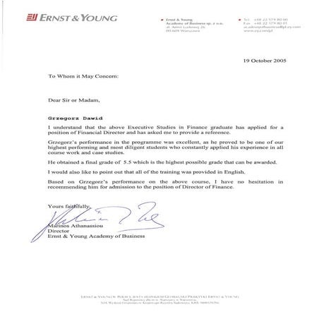 Recommendation from E&Y | PDF