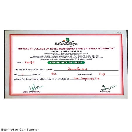 chef comp. certificate | PDF