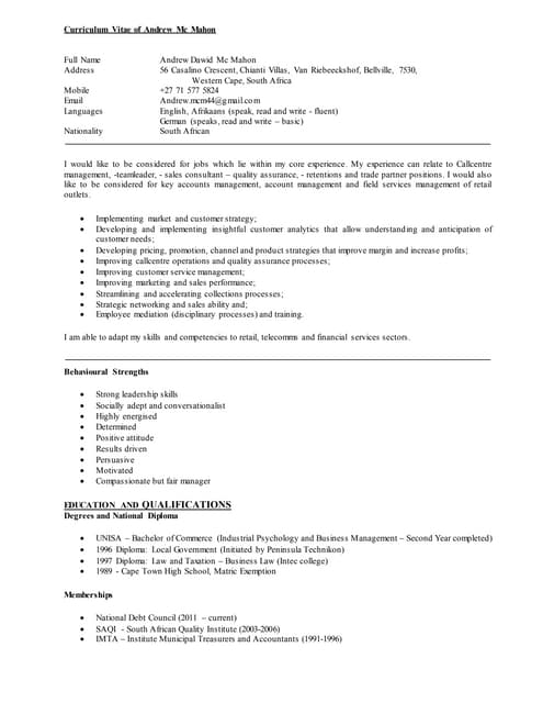 CV MANUEL ROGER KANGA | PDF | Sales | Business