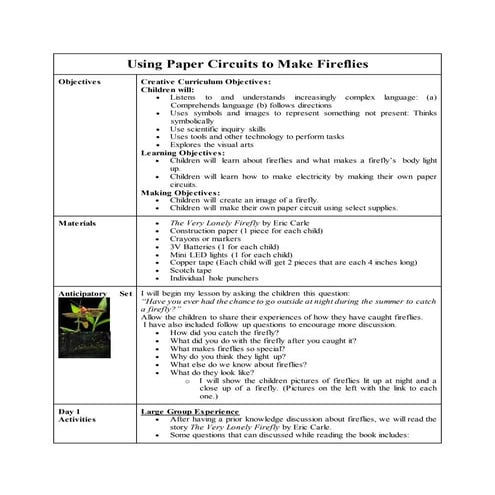 Using Paper Circuits to Make Fireflies | DOCX