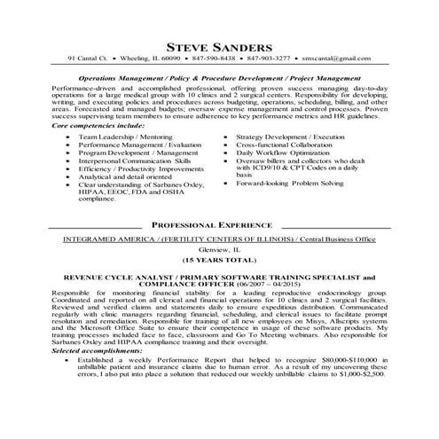 Sanders, Steve Resume, 2015 | DOCX