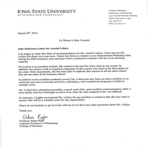 Reco letter Raju Shekar | PDF