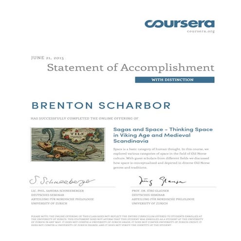 Coursera U of Zurich Sagas and Space | PDF