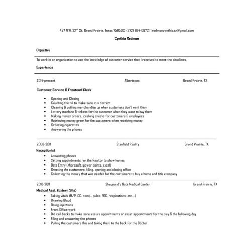 Cynthia Redmon Resume | PDF | Business Administration | Business