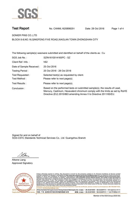 RoHs report of am labels from jizosecurity | PDF