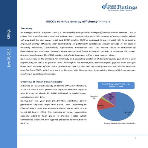 ESCOs to drive energy efficiency in India | PDF