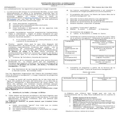 8°examen de literatura del descubrimiento 8º1 | DOCX