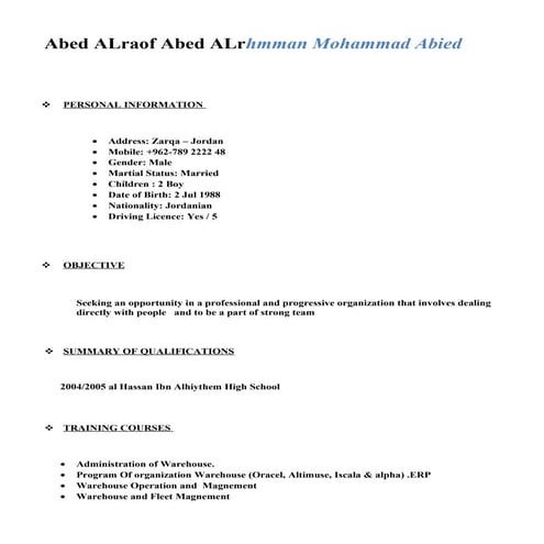CV- Abed Alraof | DOC
