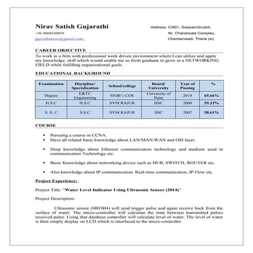 Nirav_Gujarathi_CV | DOC | Computer Networking | Computing
