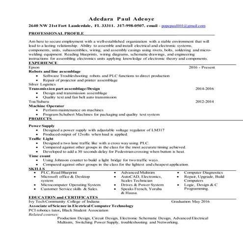 Adedara Paul Adeoye resuming 2016 | DOCX