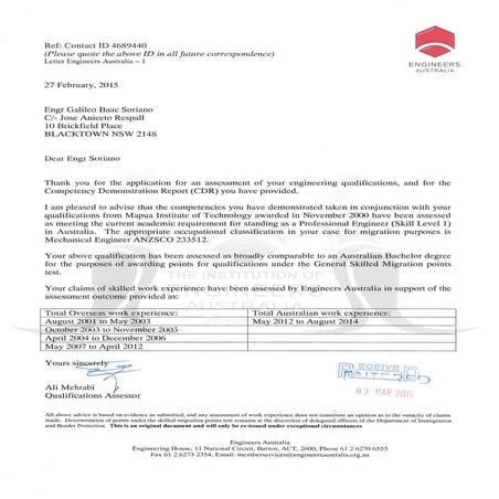 EA ASSESSMENT LETTER | PDF