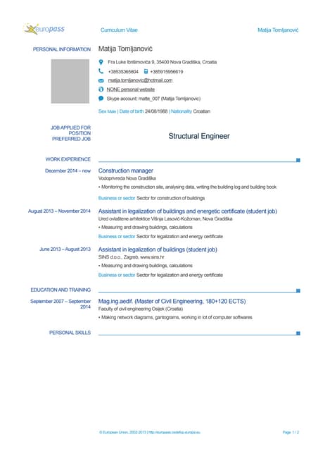 CV English 2015 IGOR MUDRIĆ | PDF
