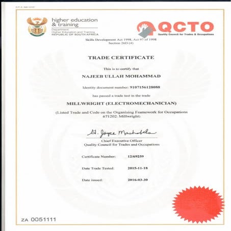 Trade Test Certificate
