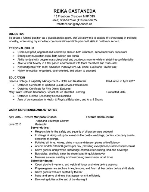 Events Coordinator-Recreation Assistant Resume | PDF