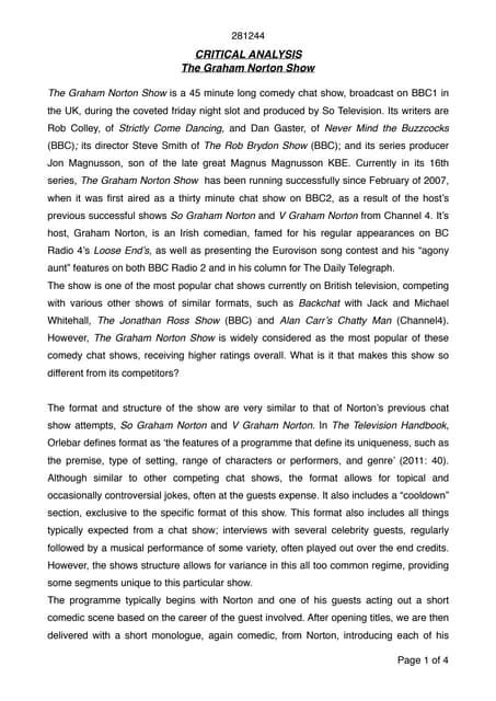 Talk show example and structure | DOCX | Talk Show | Genres