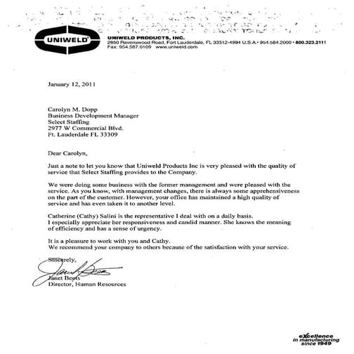 Uniweld Letter | PDF