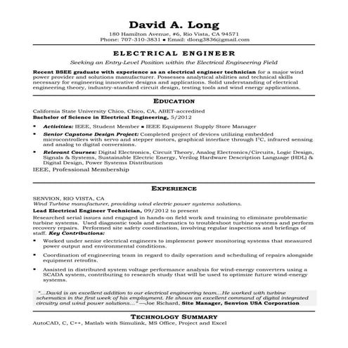 Resume David A Long | DOC