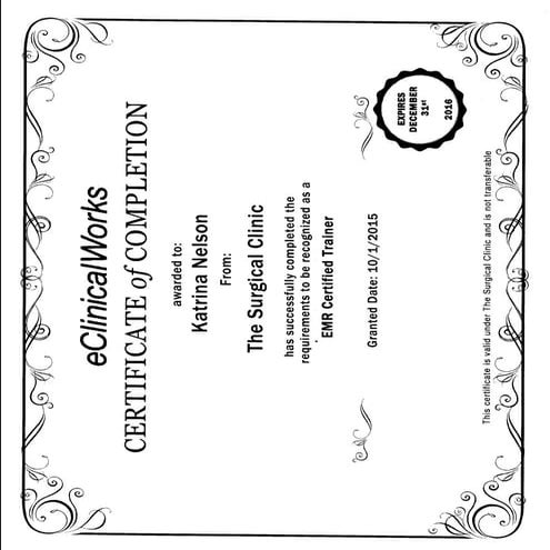 eCW Certificate of Completion_EMR Certified (1) | PDF