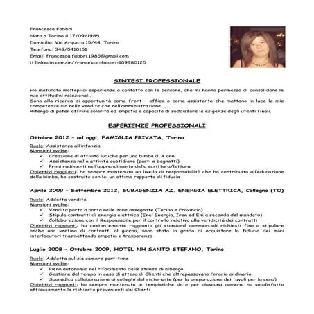 Cv Francesca Fabbri | PDF