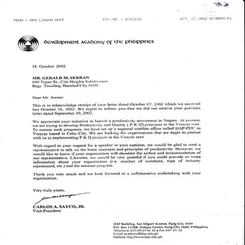 DAP Acknowledgement | PDF