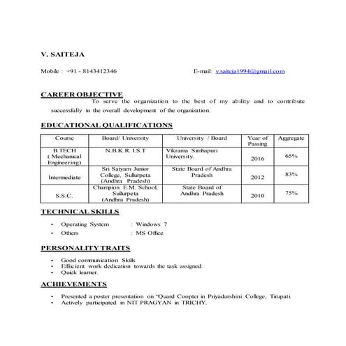 SAI TEJA resume | DOCX