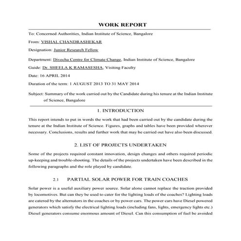 Work report IISc | PDF