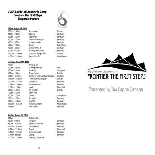 UVSA South Camp 15 Program Booklet | PDF