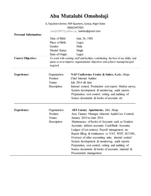 CV Godfrey _updated (2) | DOC | Business Accounting & Finance | Business