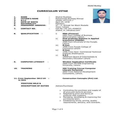 cv123 | DOC | Business Accounting & Finance | Business