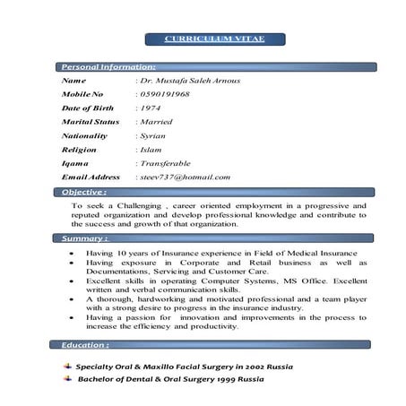 Dr Mustafa CV | PDF