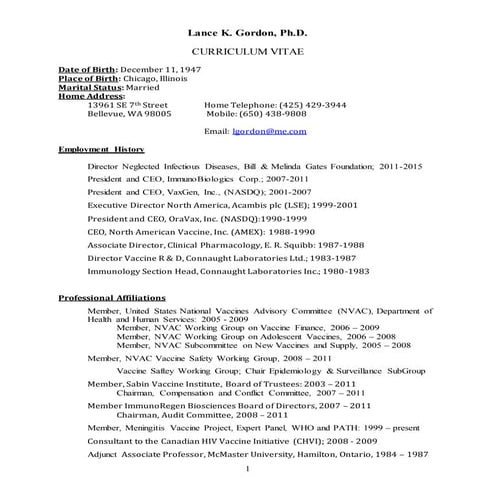 Lance Gordon CV 03042015 | DOCX