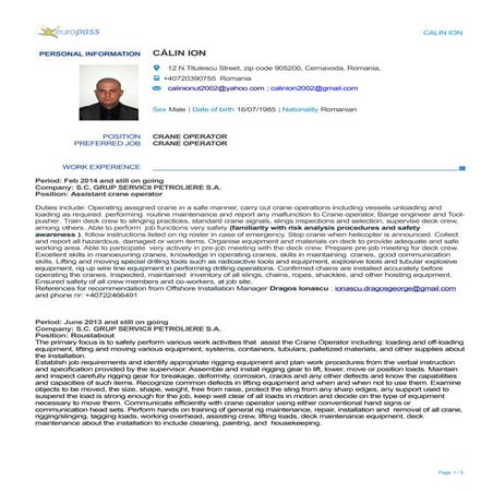 CV CALIN ION 2016 | DOC | Rowing | Sports