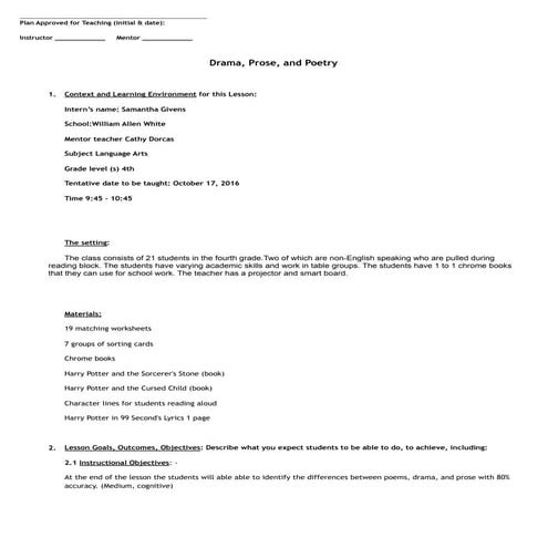 ELA Lesson plan | PDF