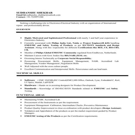 SUDHANSHU SHEKHAR_Resume1 | PDF | Technology & Computing