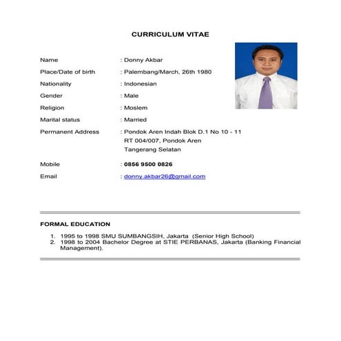CURRICULUM VITAE DONNY AKBAR | PDF