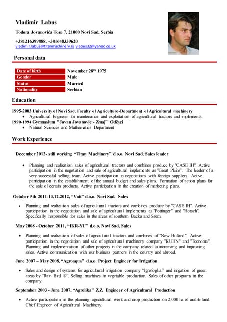 My CV DALIBOR MARKOVIC | PDF