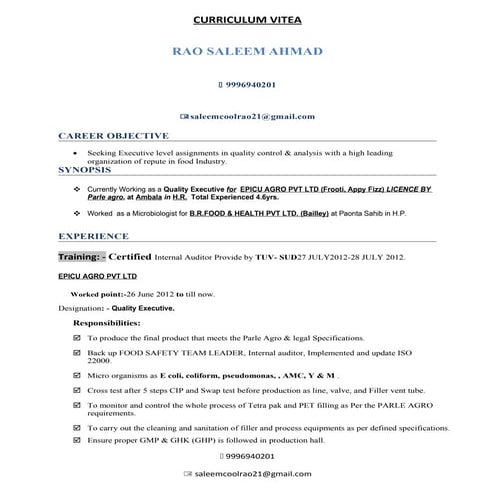 Sample CV - Copy | DOC