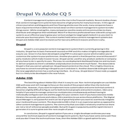 Drupal Vs Adobe CQ 5 | DOCX | Web Development | Internet