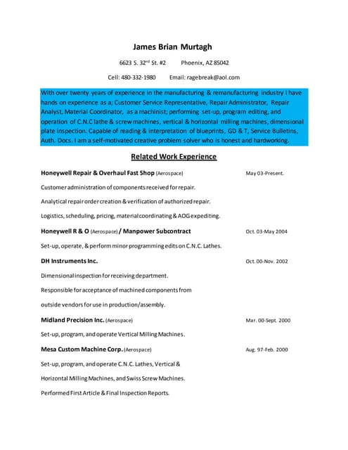 James Brian Murtagh Resume | PDF James Brian Murtagh Resume | PDF