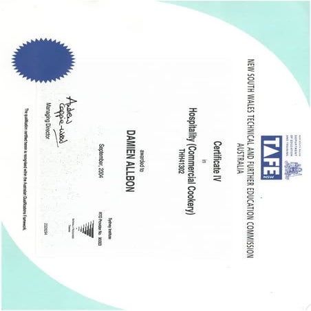 certificate 4 hospitality | PDF