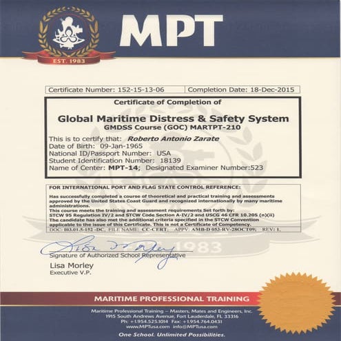 GMDSS-Certificate-MPT | PDF