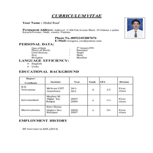 cv of Rahmat Ullah 2 | PDF