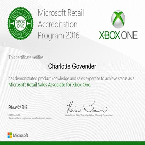 Xbox One Microsoft Retail Accreditation | PDF