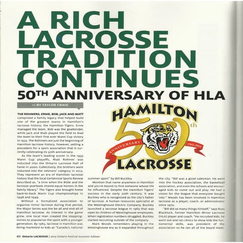 Taylor Craig Ontario Lacrosse Magazine Summer 2015 | PDF